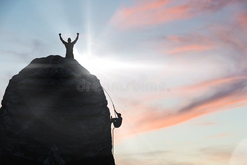 Composite Image of Shadow of a Winner Stock Photo - Image of girl ...