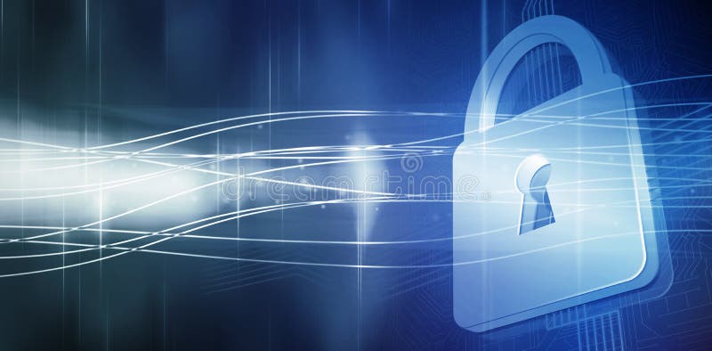 Composite Image of Shiny Lock on Black Background Stock Illustration ...