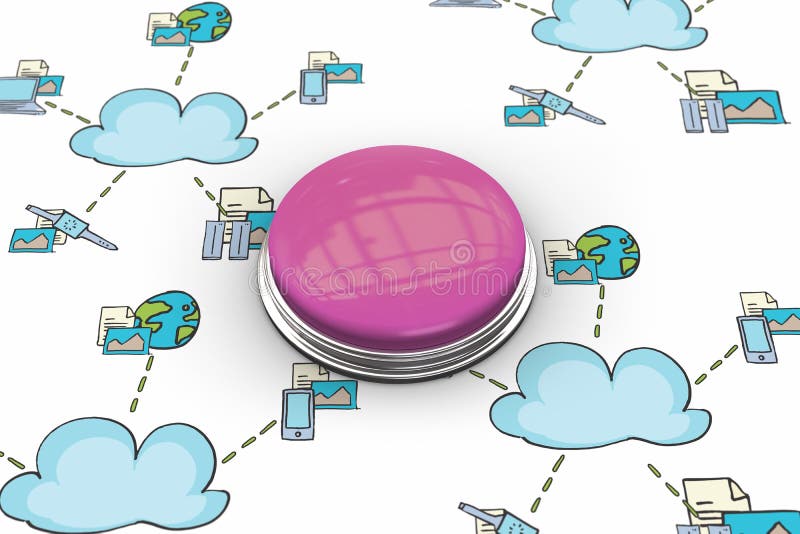 Composite Image Of Shiny Pink Push Button Stock Illustration ...