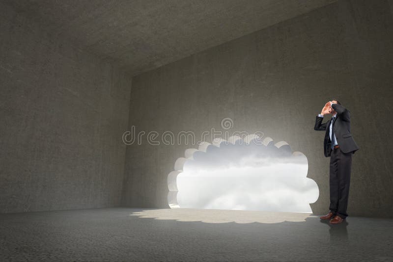 Composite Image of Shouting Businessman Stock Image - Image of clouds ...
