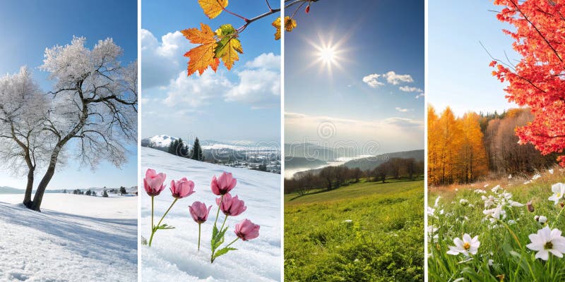 Composite Image of the Four Seasons Stock Illustration - Illustration ...