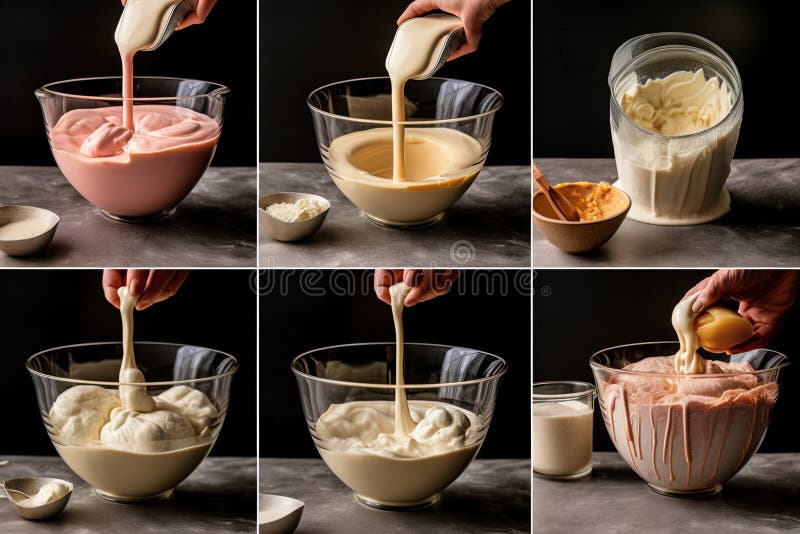Composite Image Showcasing the Process of Making Homemade Ice Cream ...