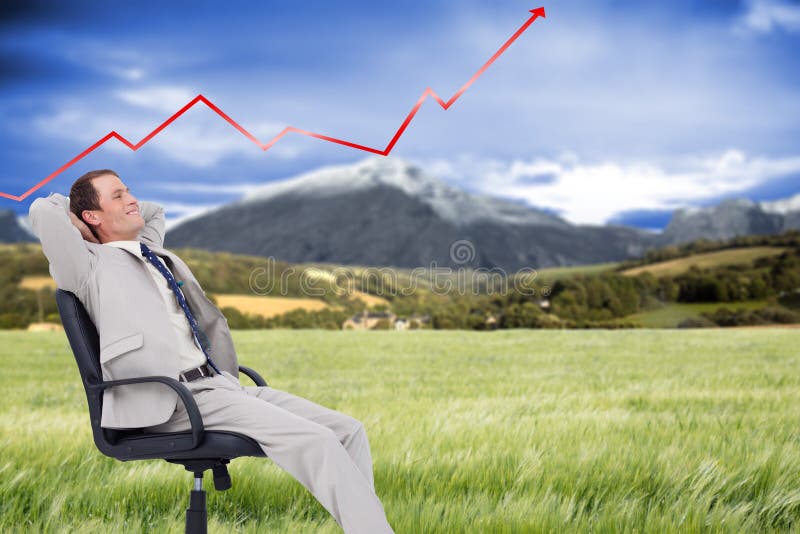 Composite Image of Side View of Businessman Leaning Back in His Chair ...