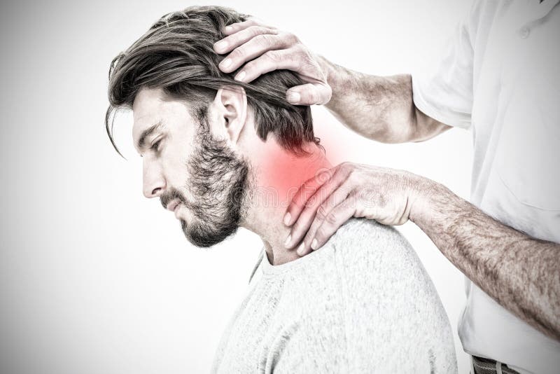 Composite Image of Side View of a Man Getting the Neck Adjustment Done ...