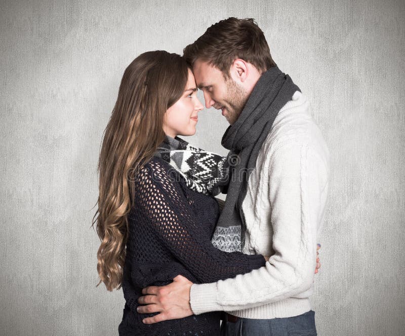 Composite Image of Side View of Young Couple Embracing Stock Image ...