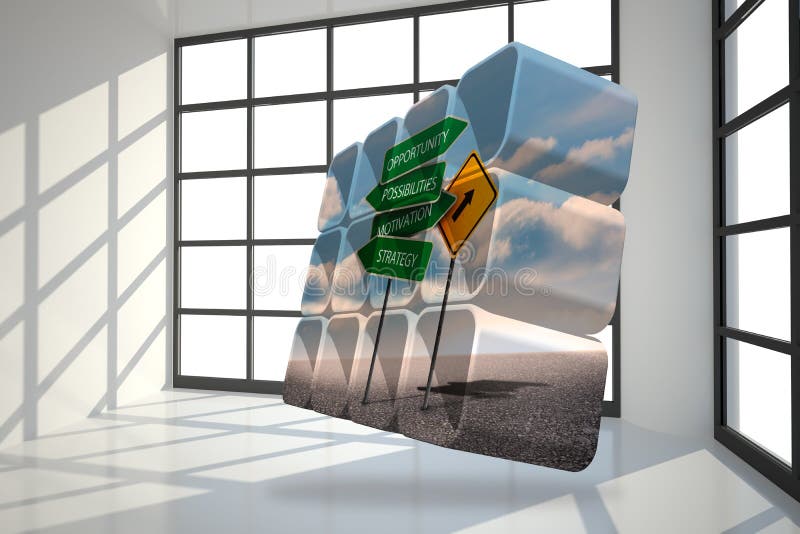 Composite Image of Signposts on Abstract Screen Stock Illustration ...