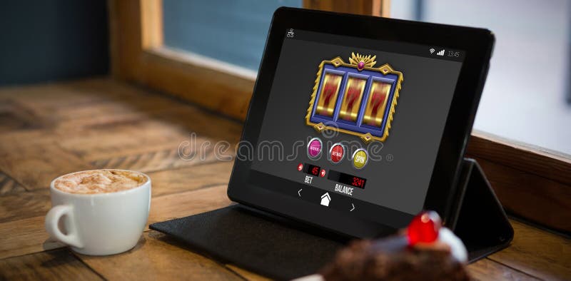 Composite Image of Slot Machine on Mobile Screen Stock Image - Image of ...