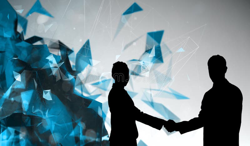 Composite Image of Smiling Business People Shaking Hands while Looking ...