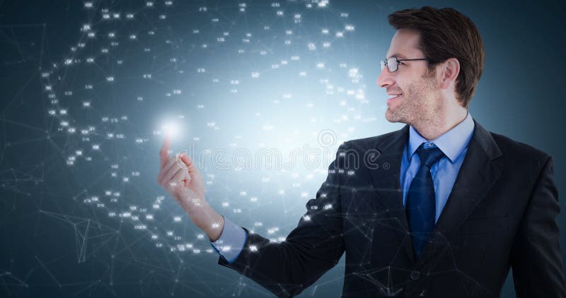 Composite Image of Smiling Businessman Pointing at a Copy Space Stock ... Composite Image of Smiling Businessman Pointing at a Copy Space Stock ...