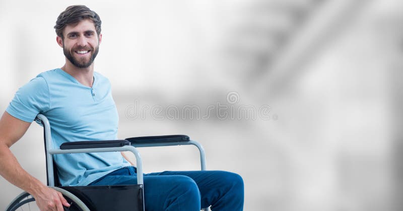 Composite Image of Smiling Handicap Man Stock Image - Image of building ...