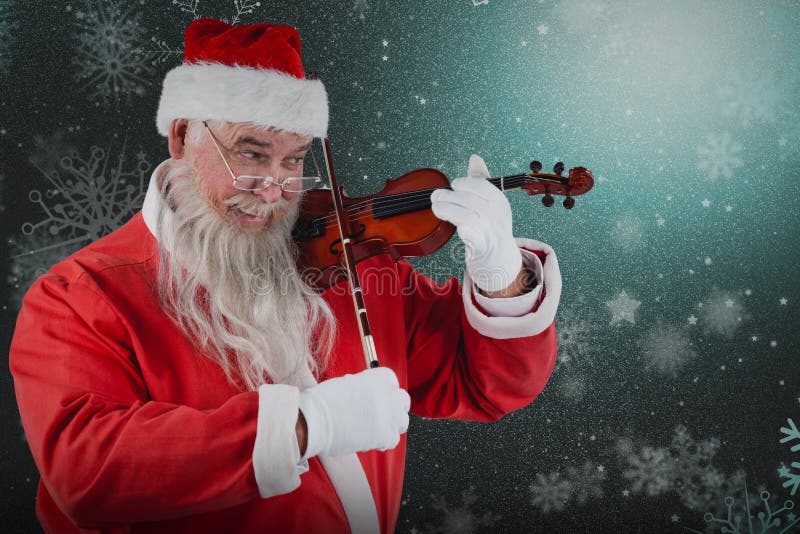 Composite Image of Smiling Santa Claus Playing Violin Stock Image ...