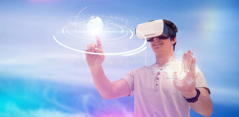 Man Using a Virtual Reality Device Stock Photo - Image of space ...