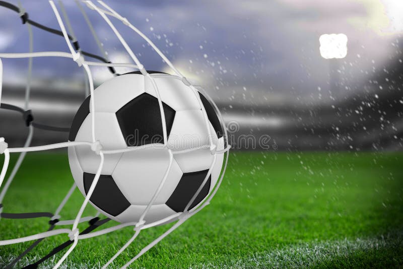 Composite Image of Soccer Ball in Goal Net Stock Illustration ...