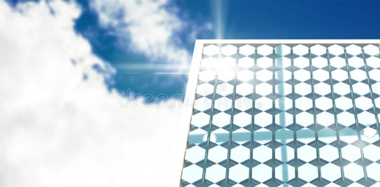 Composite Image of Solar Panel with Hexagon Shape Stock Image - Image ...