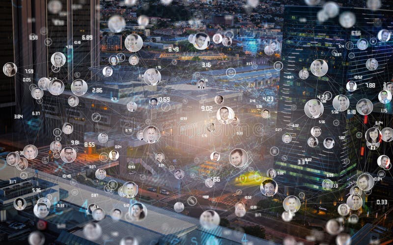 Composite Image of Sphere of Portraits Stock Illustration ...