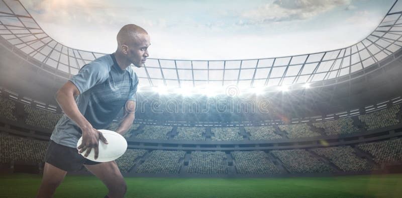 Composite Image of Sportsman Throwing Rugby Ball 3D Stock Photo - Image ...
