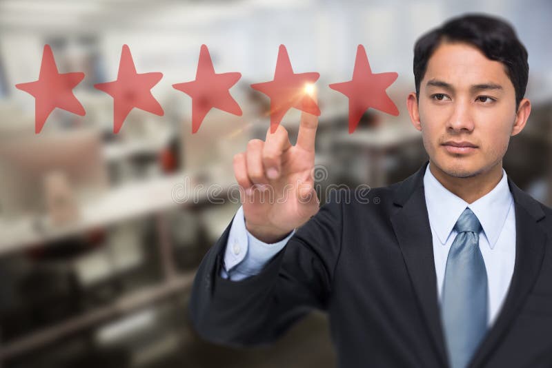 Composite Image of Stern Asian Businessman Pointing Stock Photo - Image ...