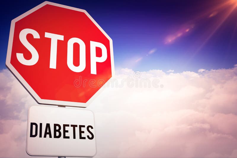 Stop Diabetes with Drop Blood and Sugar in Red Hand Print Showing STOP ...