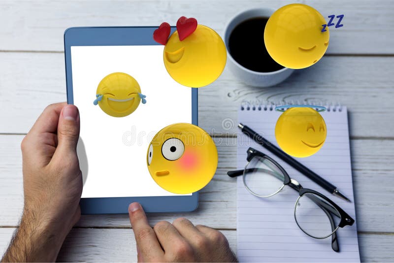 Composite Image of Tablet and Smileys Stock Illustration - Illustration ...