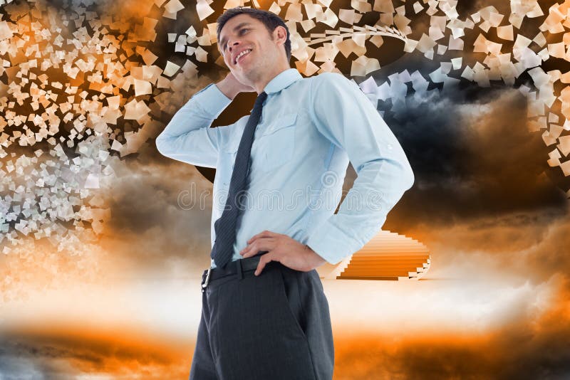 Composite Image of Thinking Businessman with Hand on Head Stock Image ...