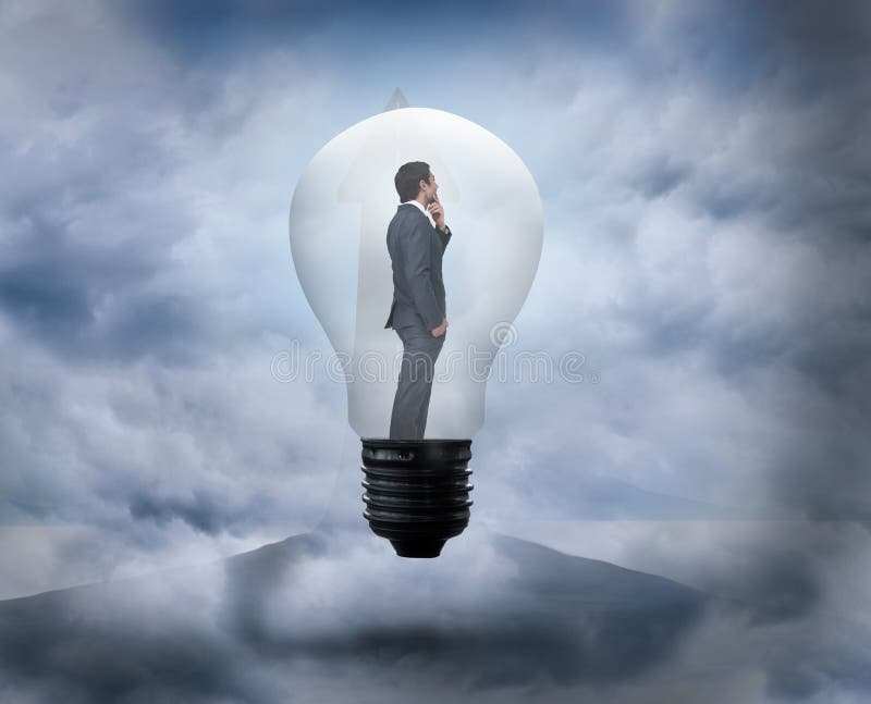 Composite Image of Thinking Businessman in Light Bulb Stock Photo ...
