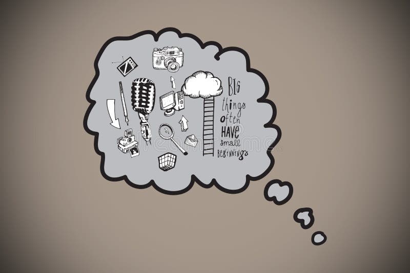 Composite Image of Thought Bubble with Doodles Editorial Photography ...