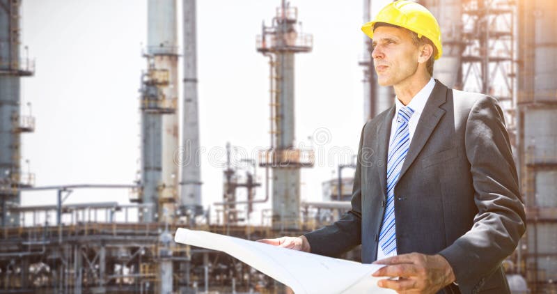 Composite Image of Thoughtful Architect Holding Blueprint Stock Photo ... Composite Image of Thoughtful Architect Holding Blueprint Stock Photo ...