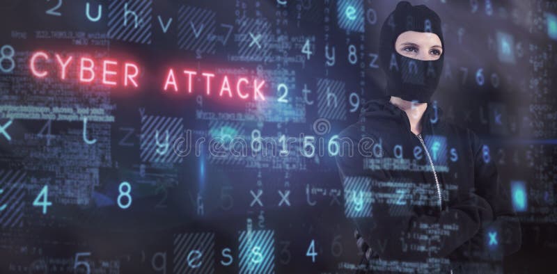 Composite Image of Thoughtful Female Hacker Standing with Arms Crossed ...