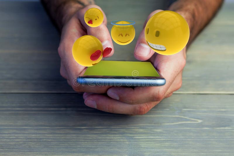 Composite Image of Three Dimensional Image of Smileys Faces Reactions ...