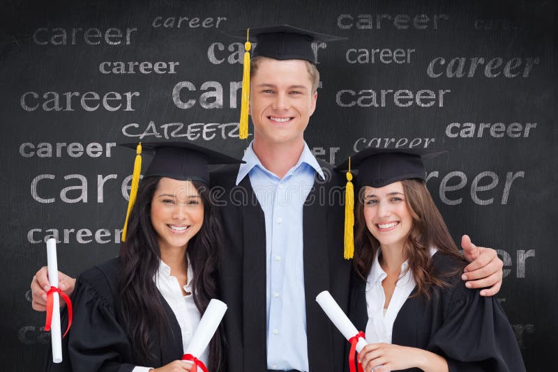 Composite Image of Three Friends Graduate from College Together Stock ...