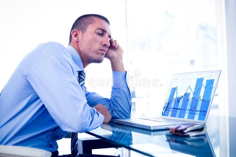 Tired man on his laptop stock image. Image of casual - 21983745