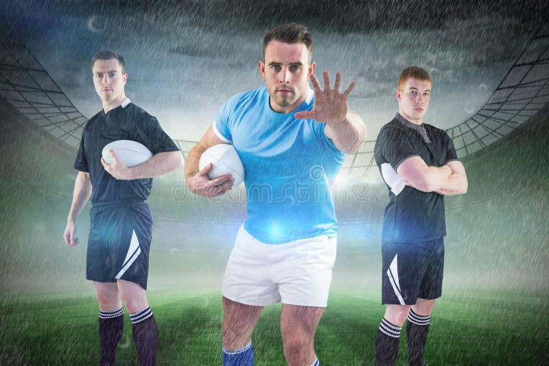 Composite Image of Tough Rugby Players Stock Photo - Image of rugby ...