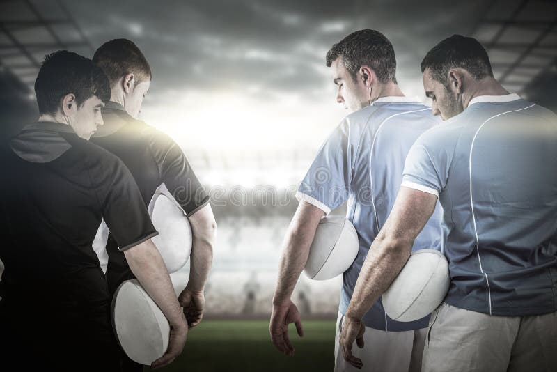 Composite Image of Tough Rugby Players Stock Image - Image of goal ...