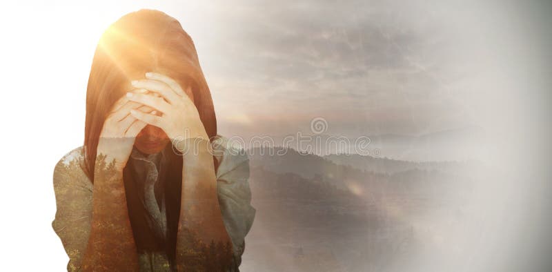 Composite Image of Troubled Woman Crying Stock Image - Image of ...