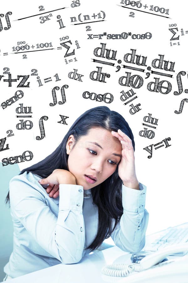 Composite Image of Unsmiling Businesswoman with Hands on Face Stock ...