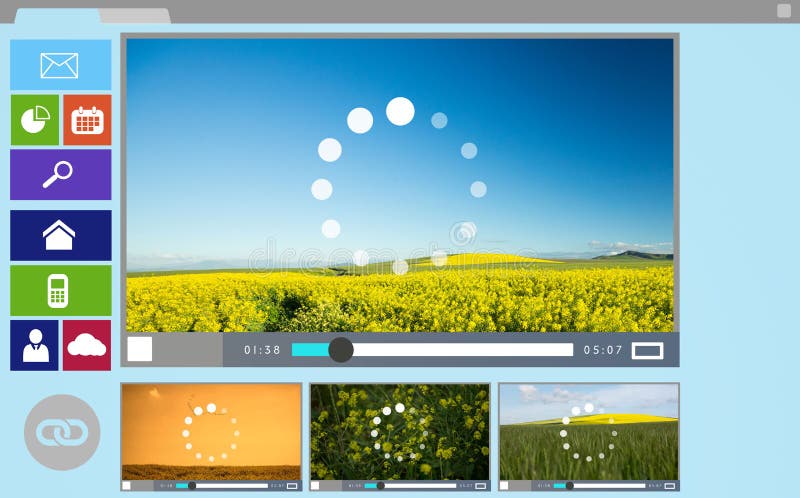 Composite Image of Various Video and Icons Stock Illustration ...