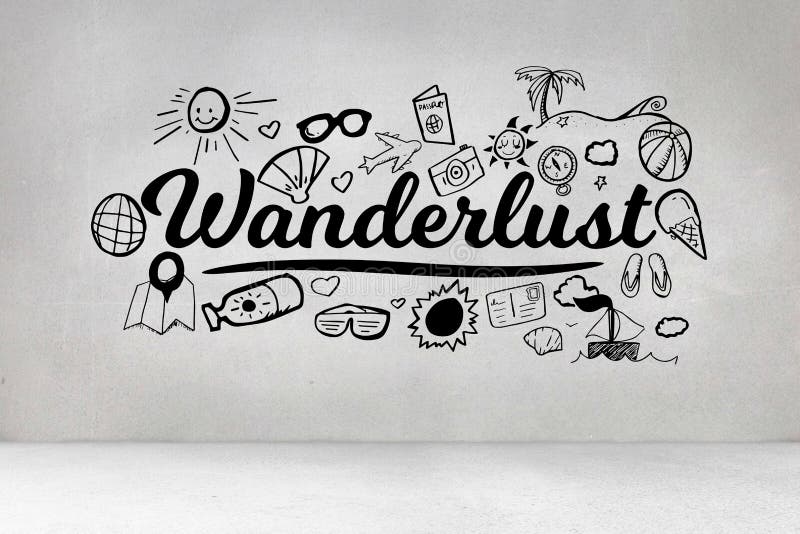 Composite Image of Wanderlust and Drawings Stock Illustration ...