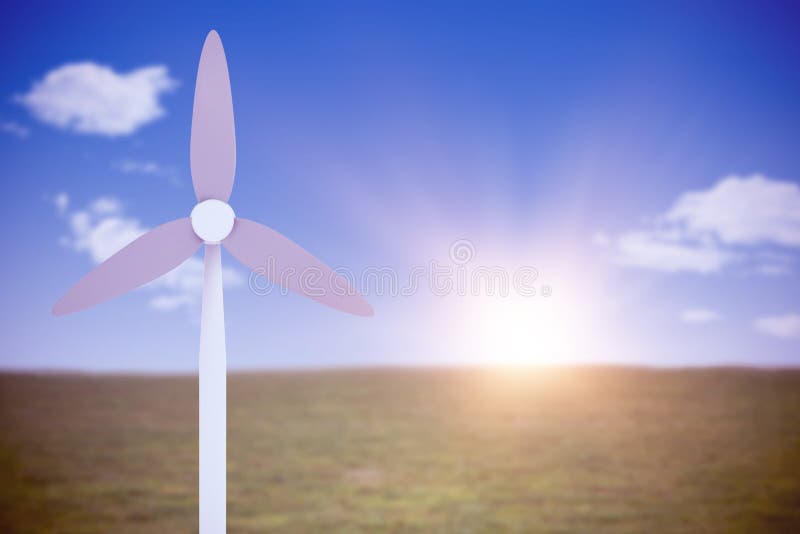 Composite Image of Wind Mill in Blue Color 3d Stock Illustration ...