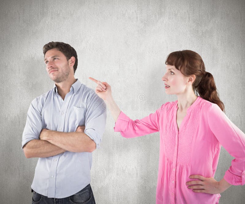 Composite Image of Woman Arguing with Uncaring Man Stock Photo - Image ...