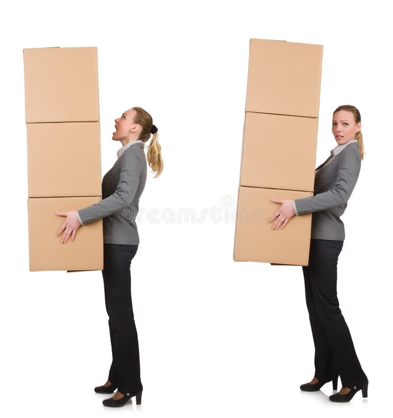 The Composite Image of Woman with Boxes Stock Image - Image of ...