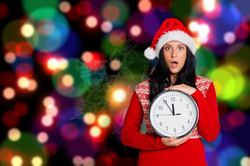 Composite Image of Woman Shocked at the Time Stock Photo - Image of ...