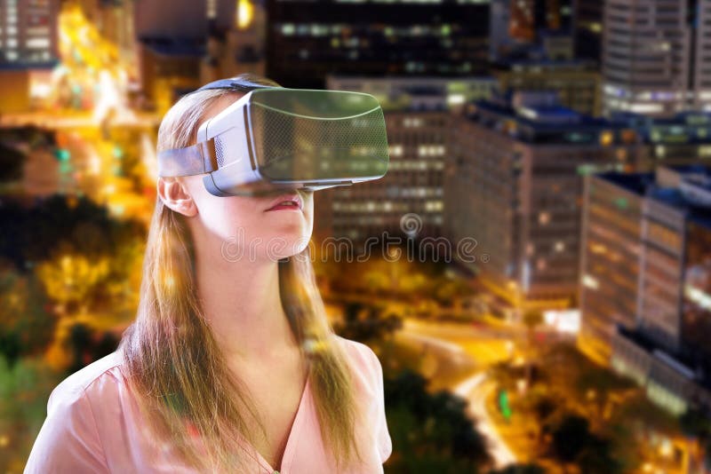 Composite Image of Woman Using an Oculus Stock Image - Image of fair ...