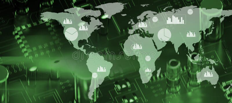 Composite Image of World Map with Graphs Stock Illustration ...