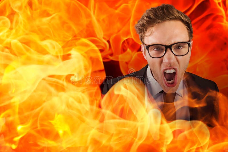 Composite Image of Young Angry Businessman Shouting at Camera Stock ...