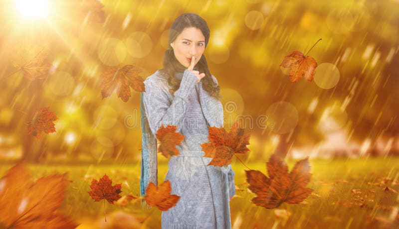 Composite Image of Young Model with Winter Clothes Keeping Secret Stock ...