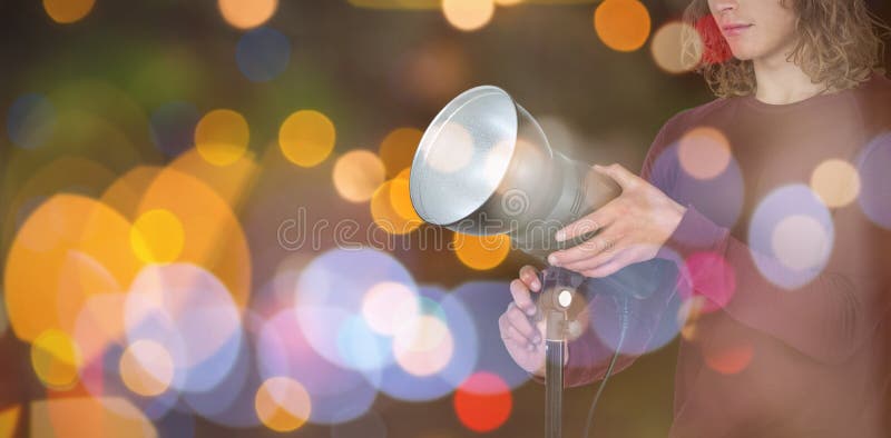 Composite Image of Young Photographer Holding Focus Light Stock Image ...