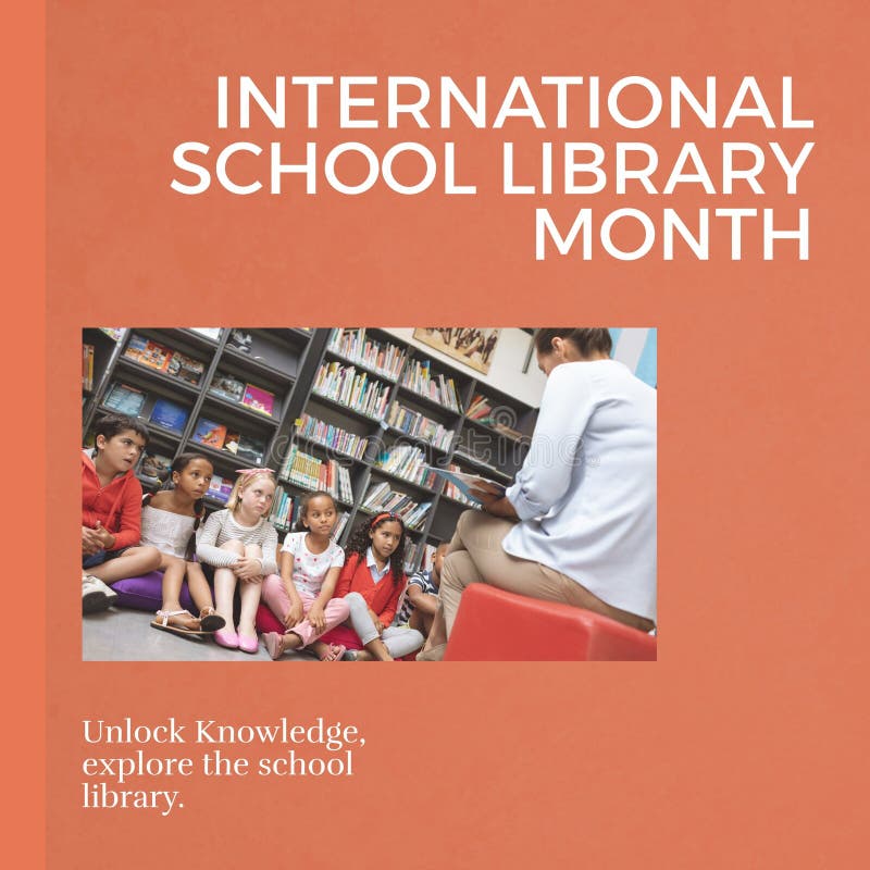 Composite of International School Library Month Text and Diverse ...