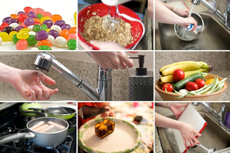 Composite of Kitchen and Food Images Stock Image - Image of running ...