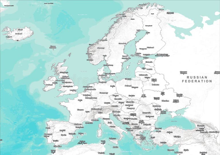 Composite Labels Map of Europe Stock Illustration - Illustration of ...
