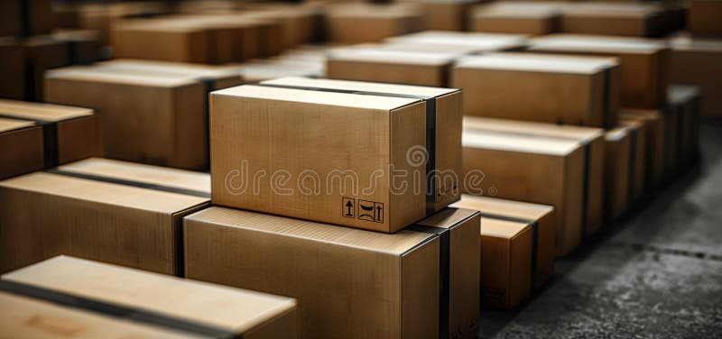 Composite Material Boxes Stacked in Warehouse Building Stock Image ...